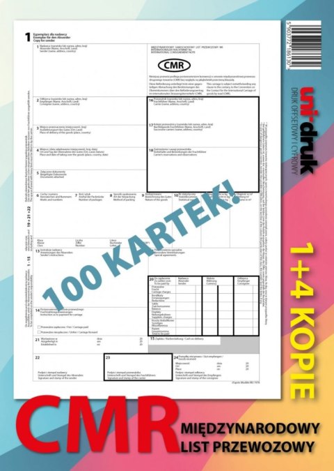 Międzynarodowy List przewozowy CMR 1+4 100k / 10 egz. > UNI-DRUKarnia